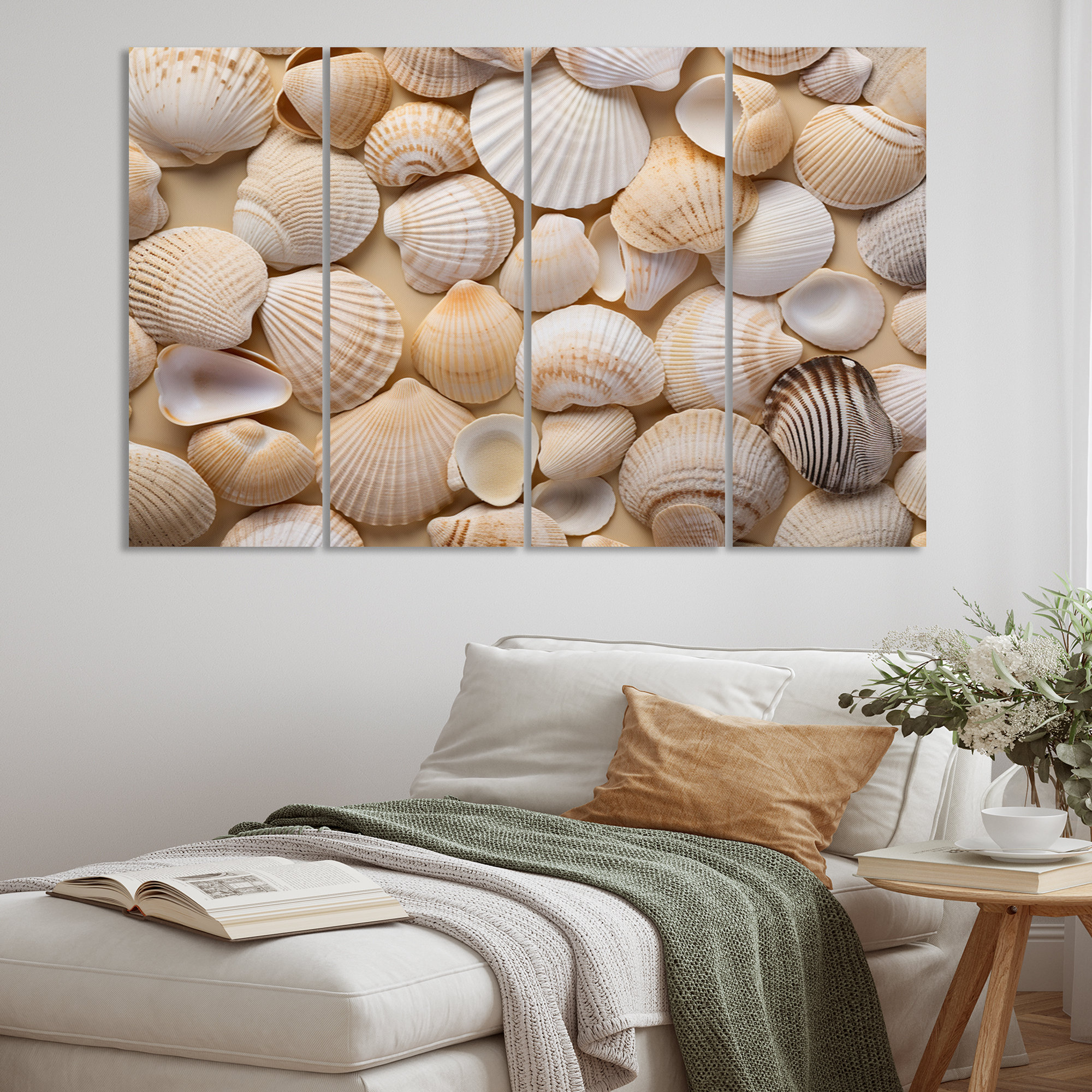 Design Art Beige Clam Seashell Symphony II - Clam Metal Wall Decor Set ...
