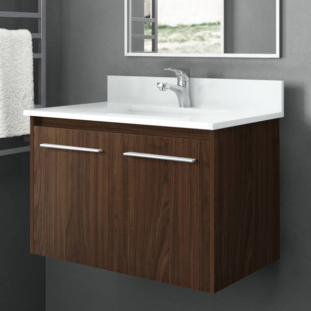 Ebern Designs Gati 30" Wood Grain Wall-Mounted Modern Single Bathroom ...