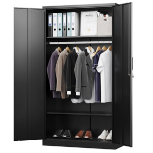 Latitude Run® 36 Inch Wide Metal Wardrobe Cabinets Storage Cabinets ...