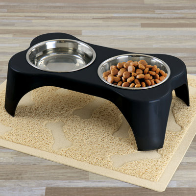 Gibson Home Bow Wow Meow 3 Piece Elevated Pet Bowl Dinner Set In Grey ...