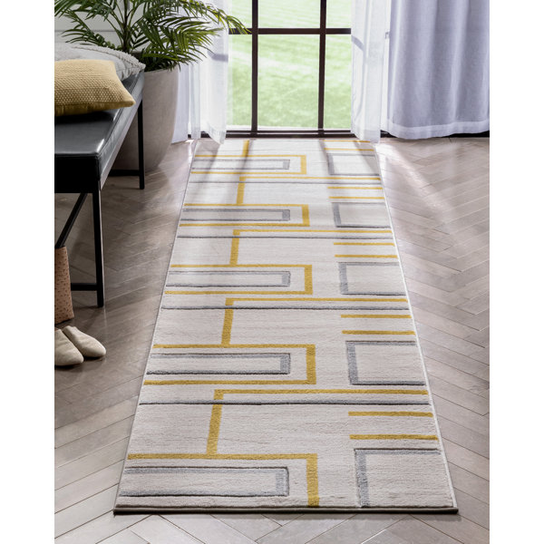 Wade Logan® Clarys Gold Modern Geometric Lines 3D Textured Rug ...