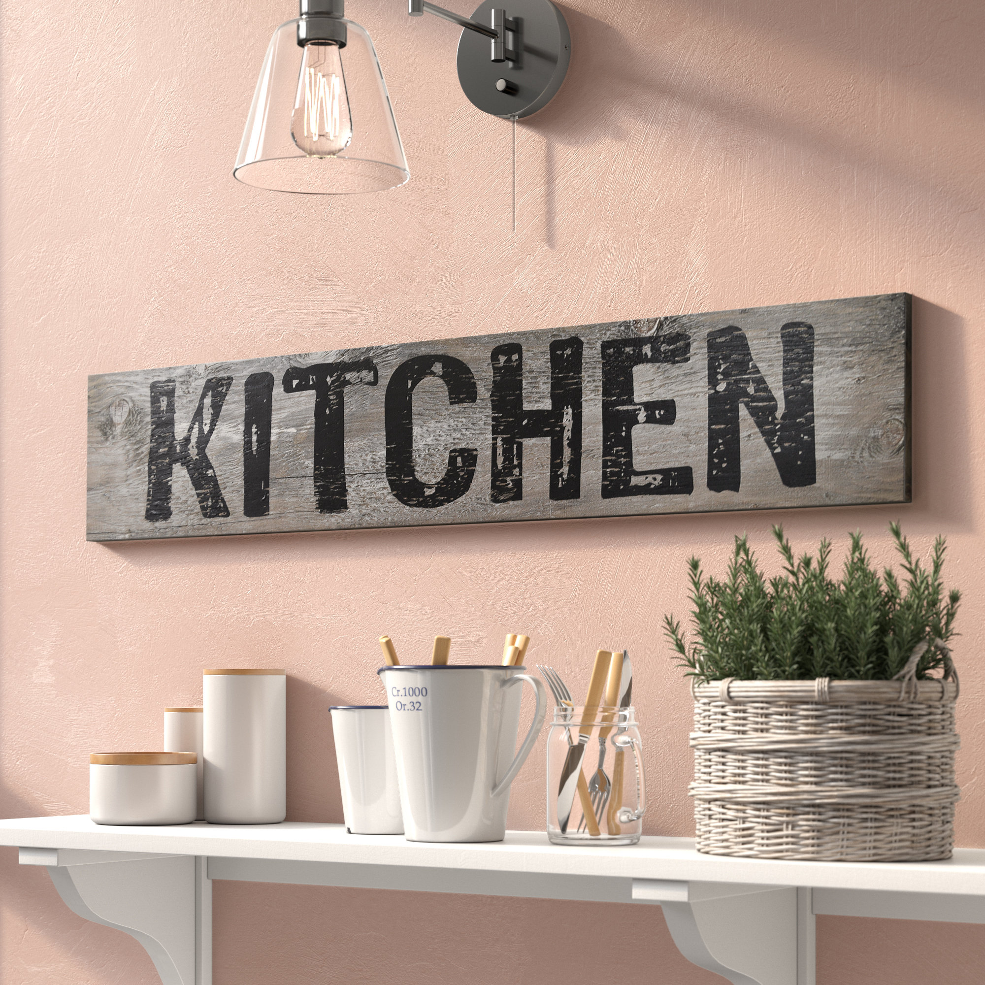 Gracie Oaks 'KITCHEN' Textual Art on Wood & Reviews | Wayfair