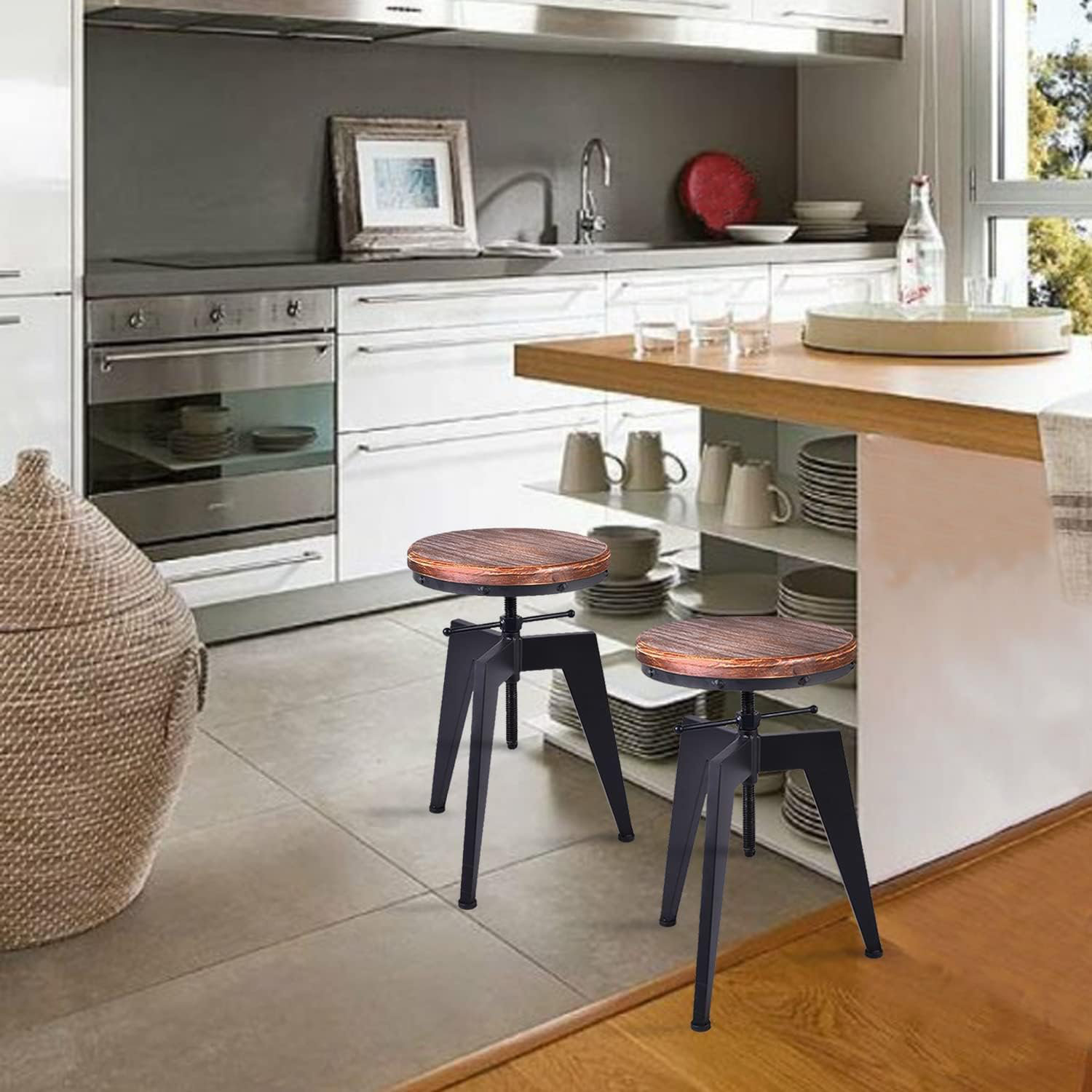 Trent Austin Design® Industrial Bar Stools-19.68-25.59 Inch Adjustable ...