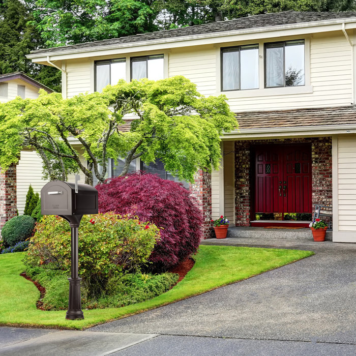Architectural Mailboxes Steel Post Mounted Mailbox with Magnetic ...