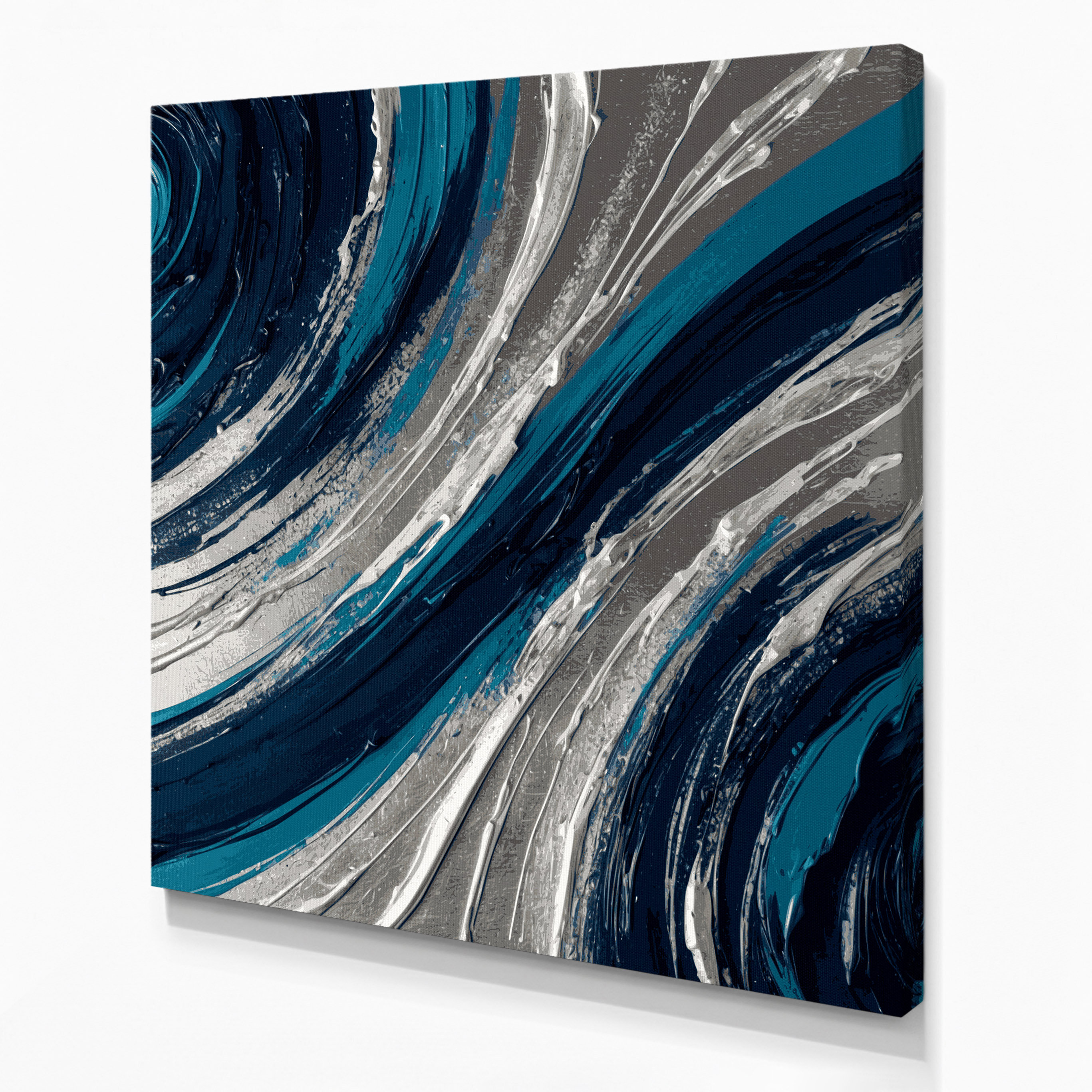 Rosdorf Park Lyrical Abstraction 14 Blue Canvas Wall Art | Wayfair