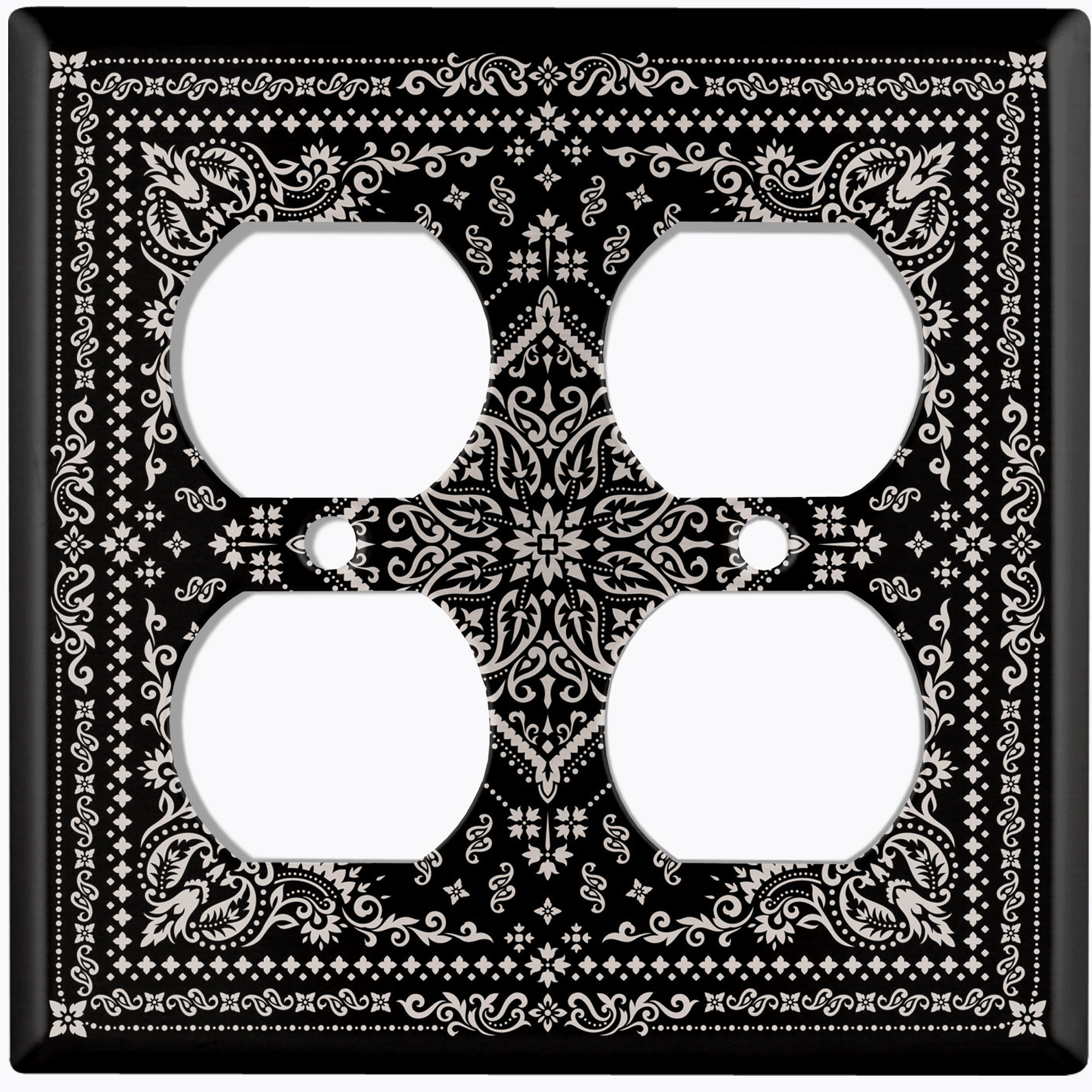 WorldAcc Bandana Paisley Rug Tile Pattern 2-Gang Duplex Outlet Wall ...