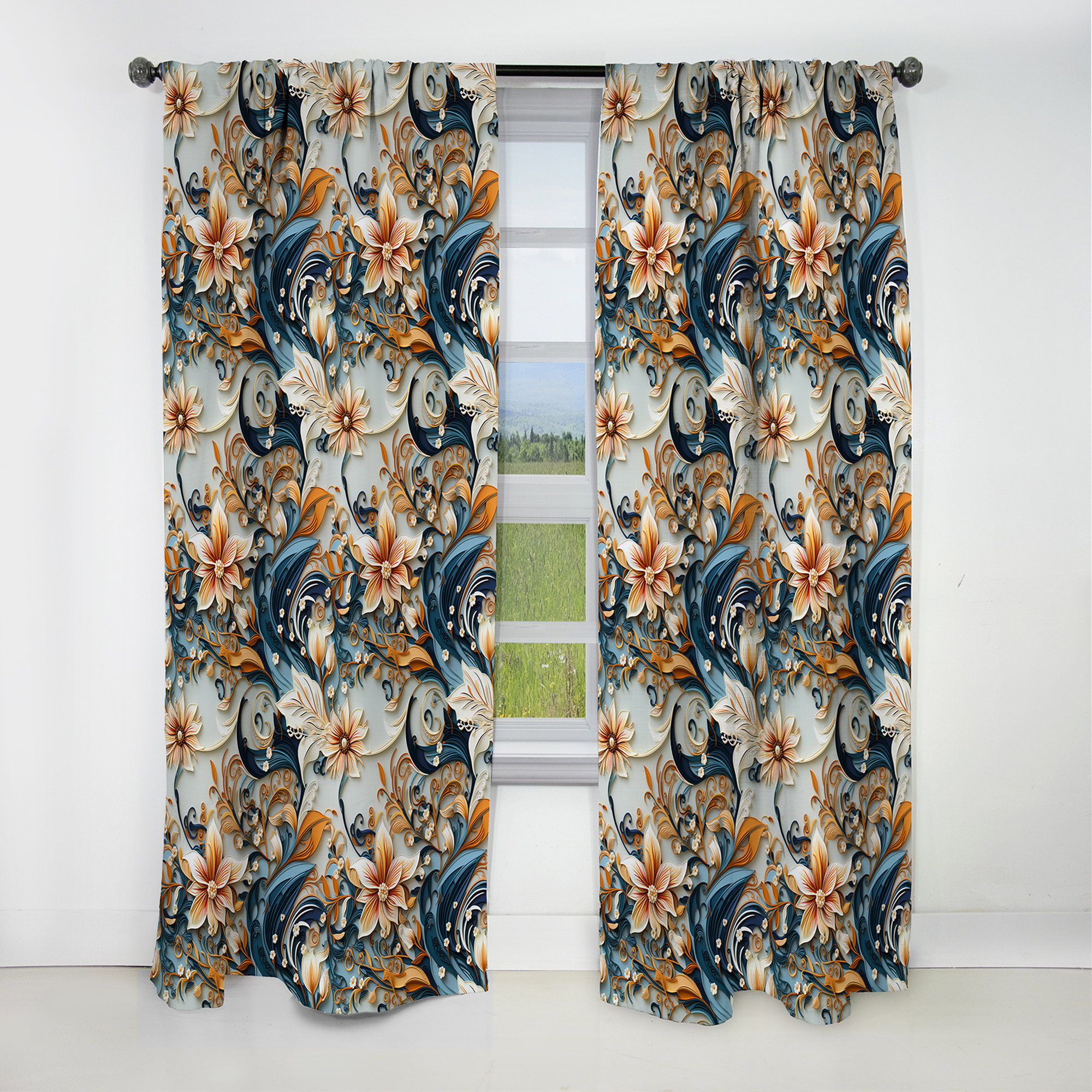 Design Art Coastal Retreat Paisley Pattern I - Floral Curtain ...