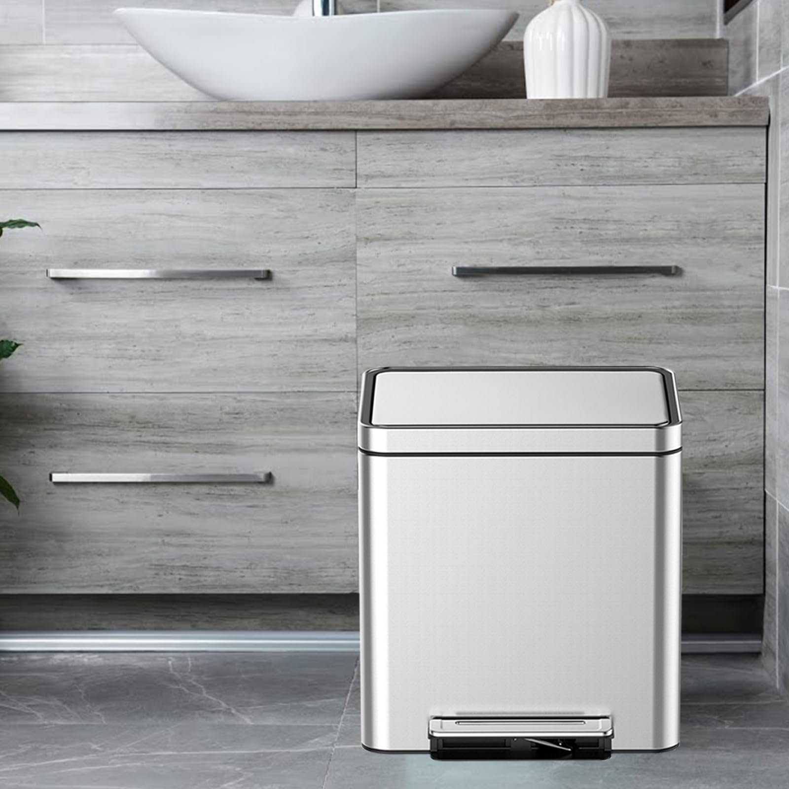 gaomon 8 Gal Kitchen Trash Can Dual Compartment Trash Can, Stainless ...