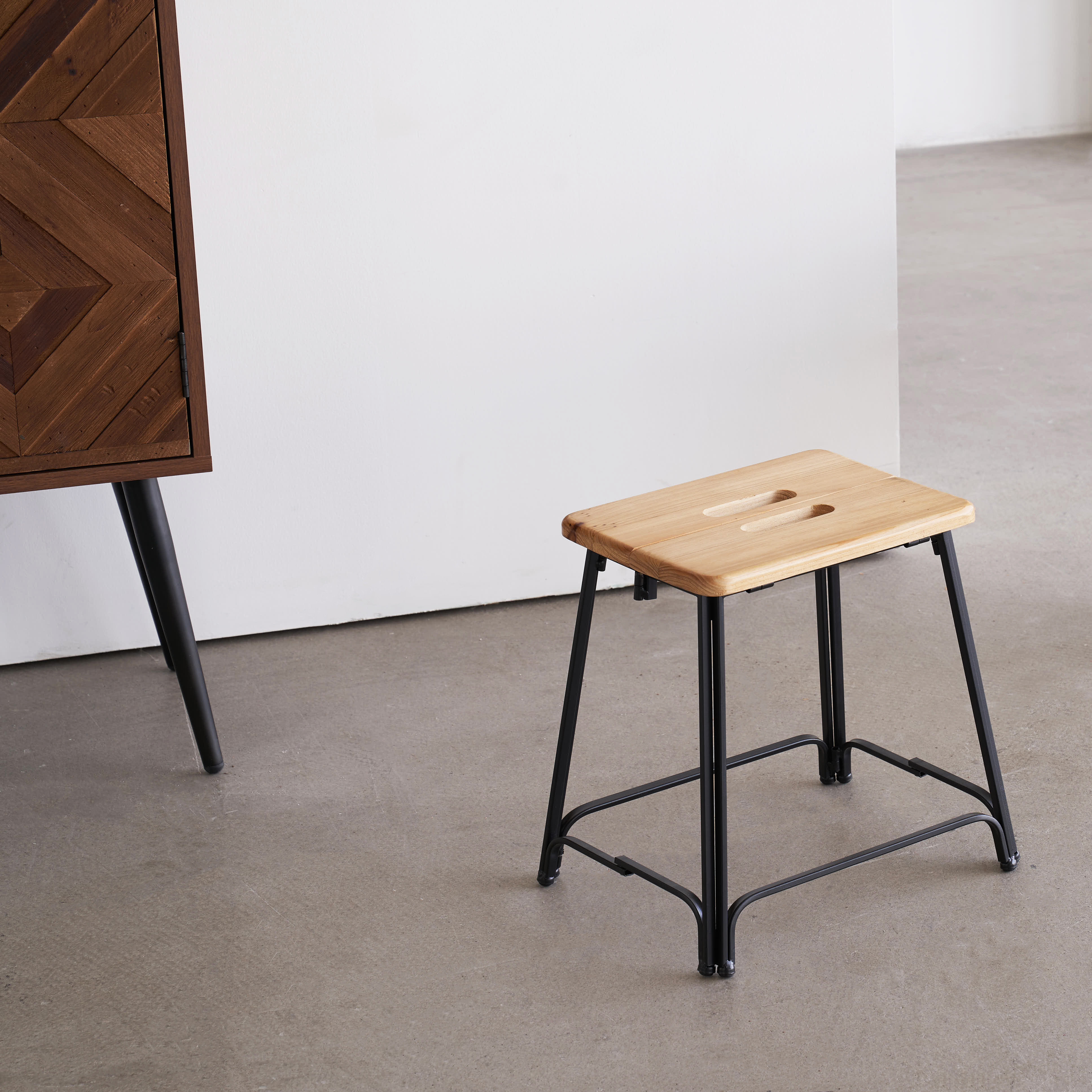 George Oliver Foldable Natural Wood Stool, Lightweight Wood Stool ...