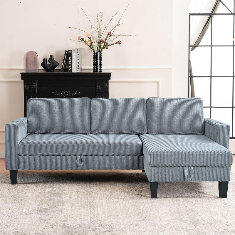 Ebern Designs 82.5" Convertible Sectional Couches For Living Room, L ...