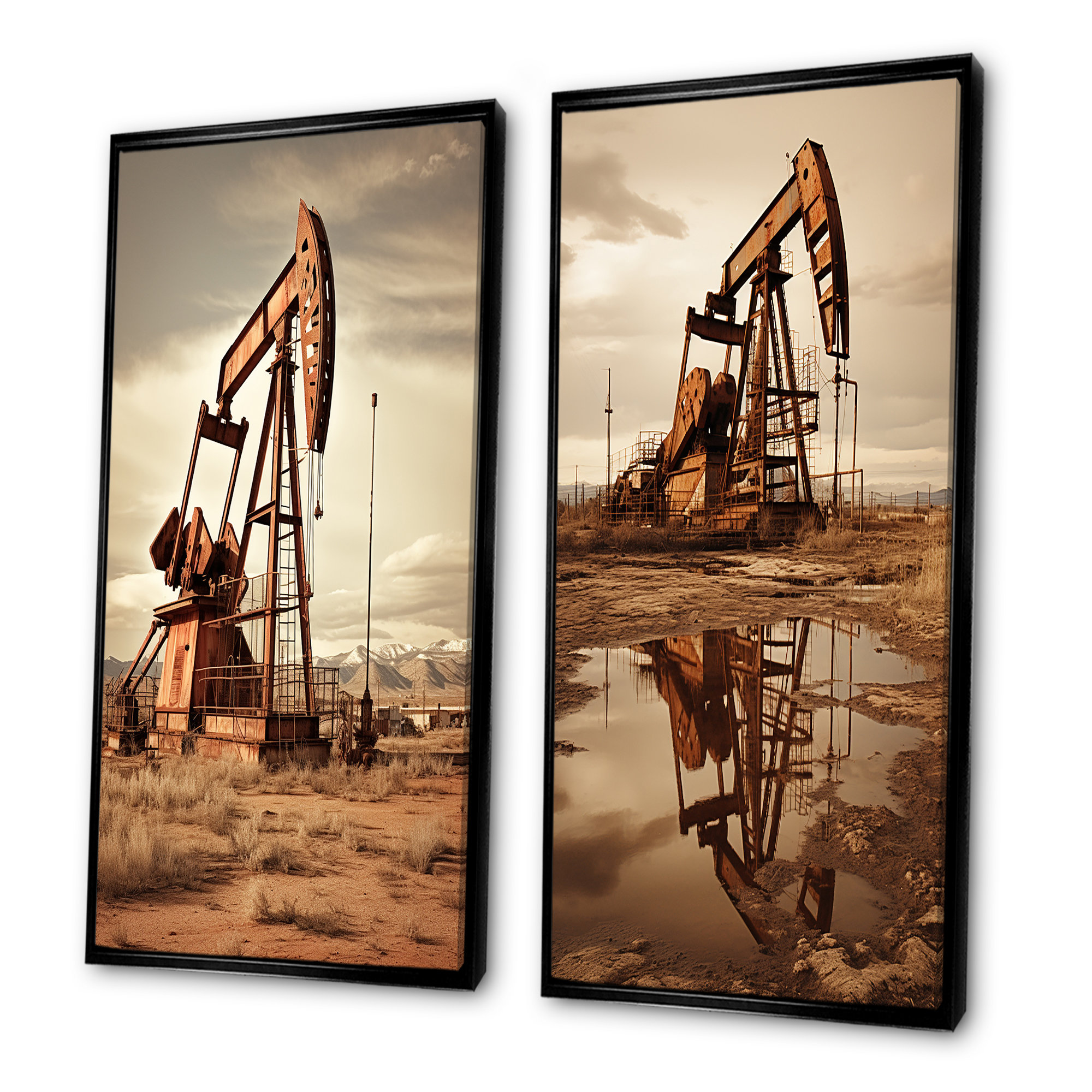 Winston Porter Modern Sepia Drilling Rig Field - Oil Rigs / Fields ...