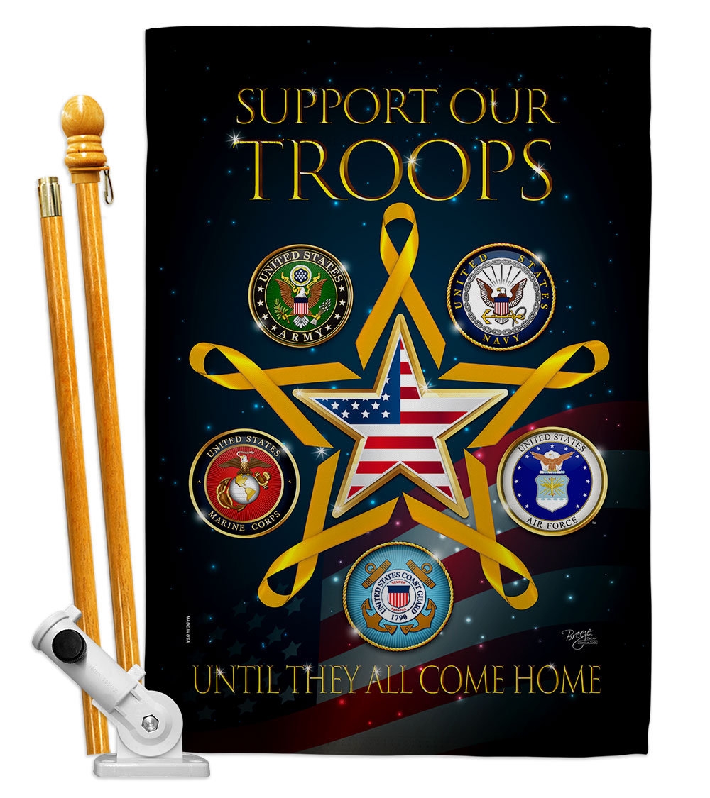 Breeze Decor -Support Our Military Troops House Flag Set Service Armed ...