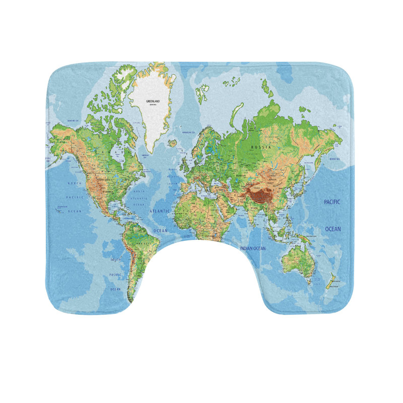 East Urban Home World Map Toilet Mat U-Shape Bathroom Rug 20 ...