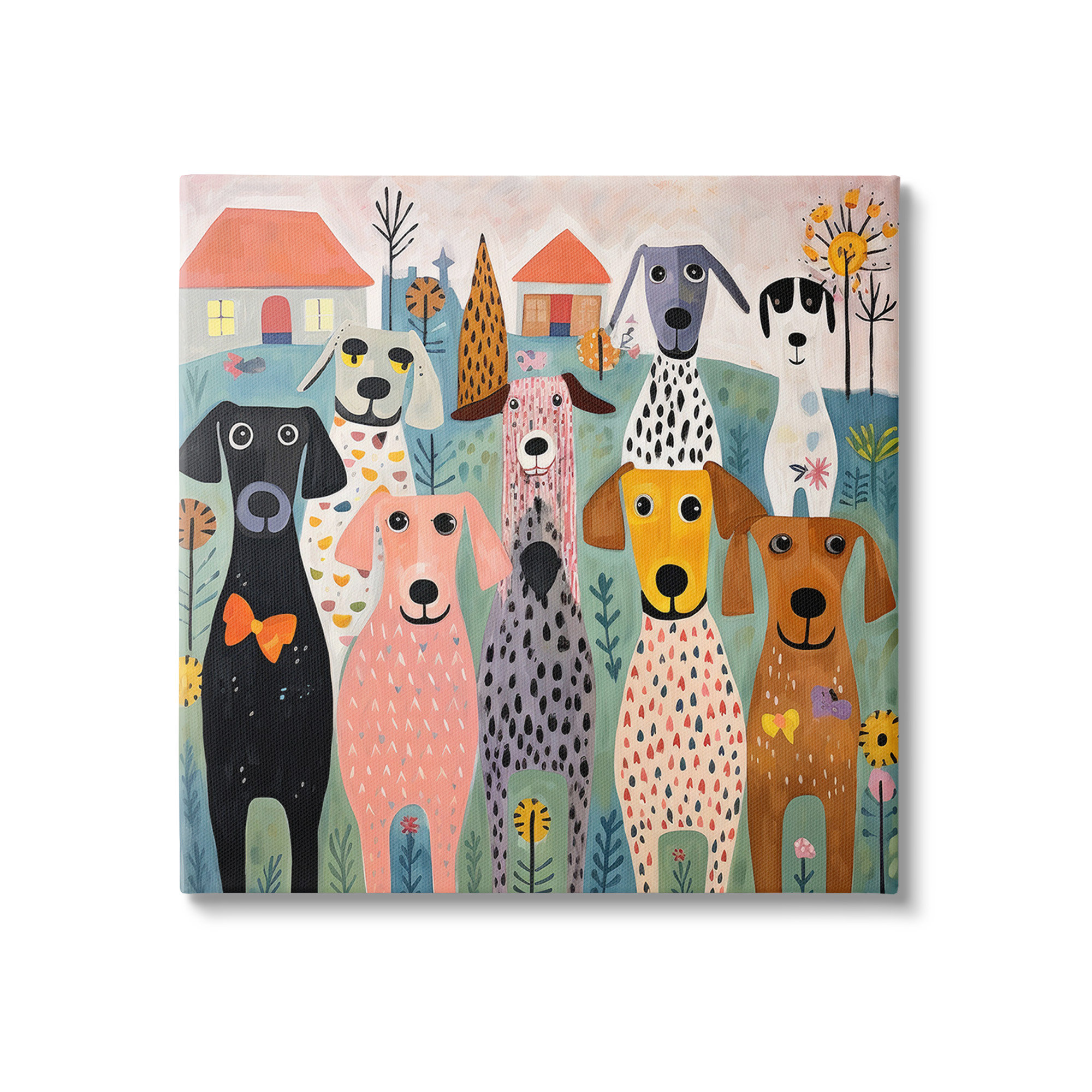 Winston Porter Patterned Dogs & Flowers Canvas Wall Art Design By Lazar ...