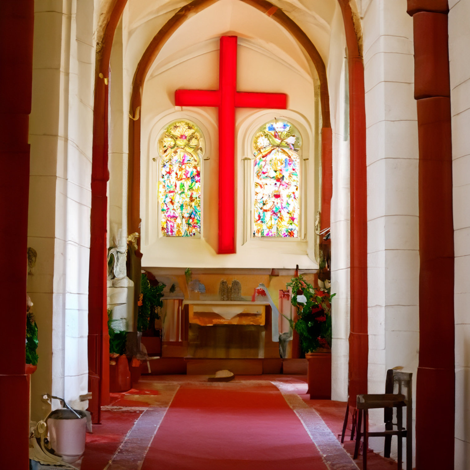 Trinx Cross, Christian Church Sign Red Plexiglass LED Light Display ...