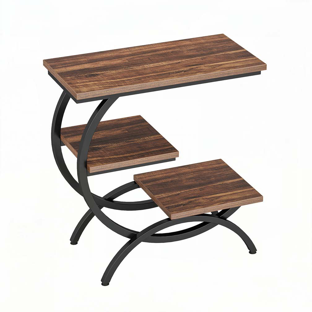 17 Stories C-Shaped End Table, 3-Tier Industrial Side Table with ...