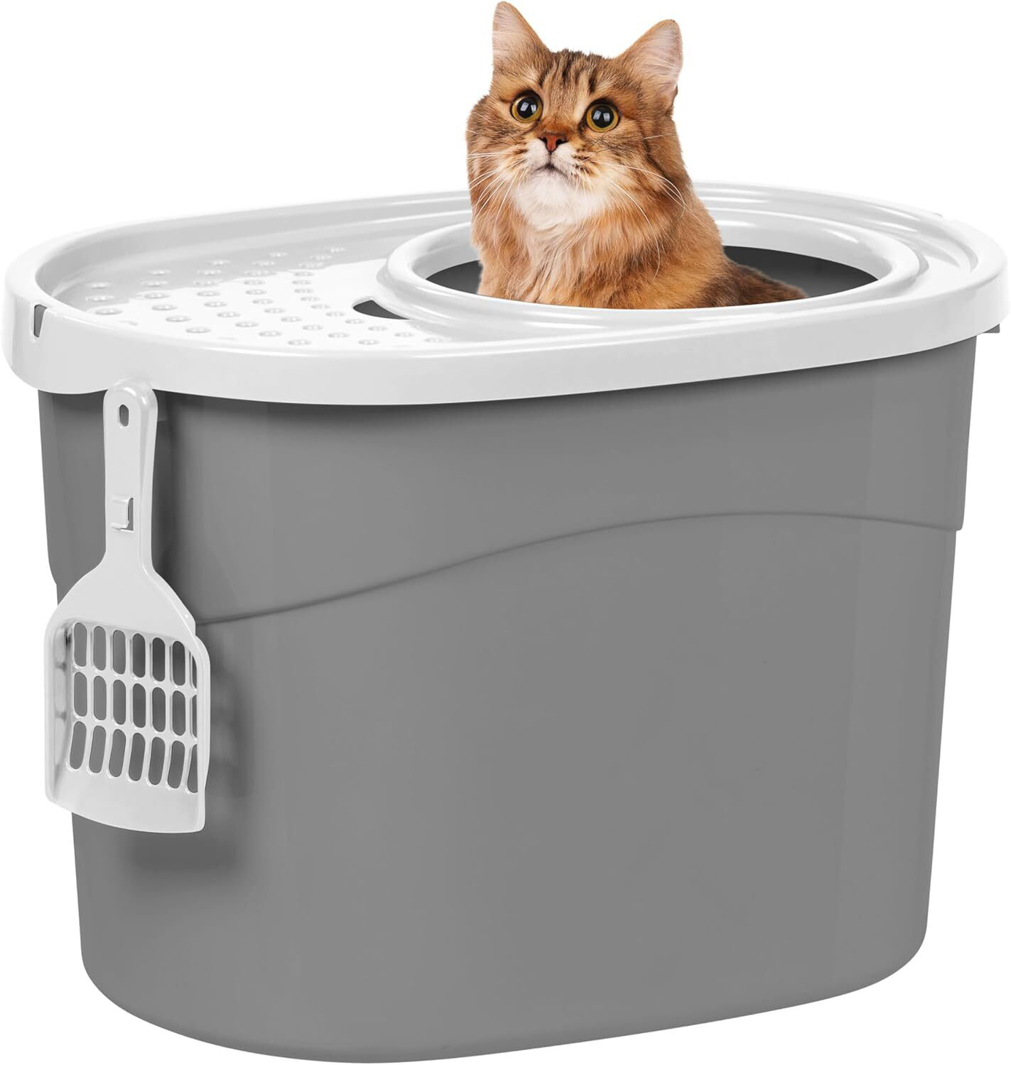 Tucker Murphy Pet™ Large Gray And White Enclosed Cat Litter Box With ...