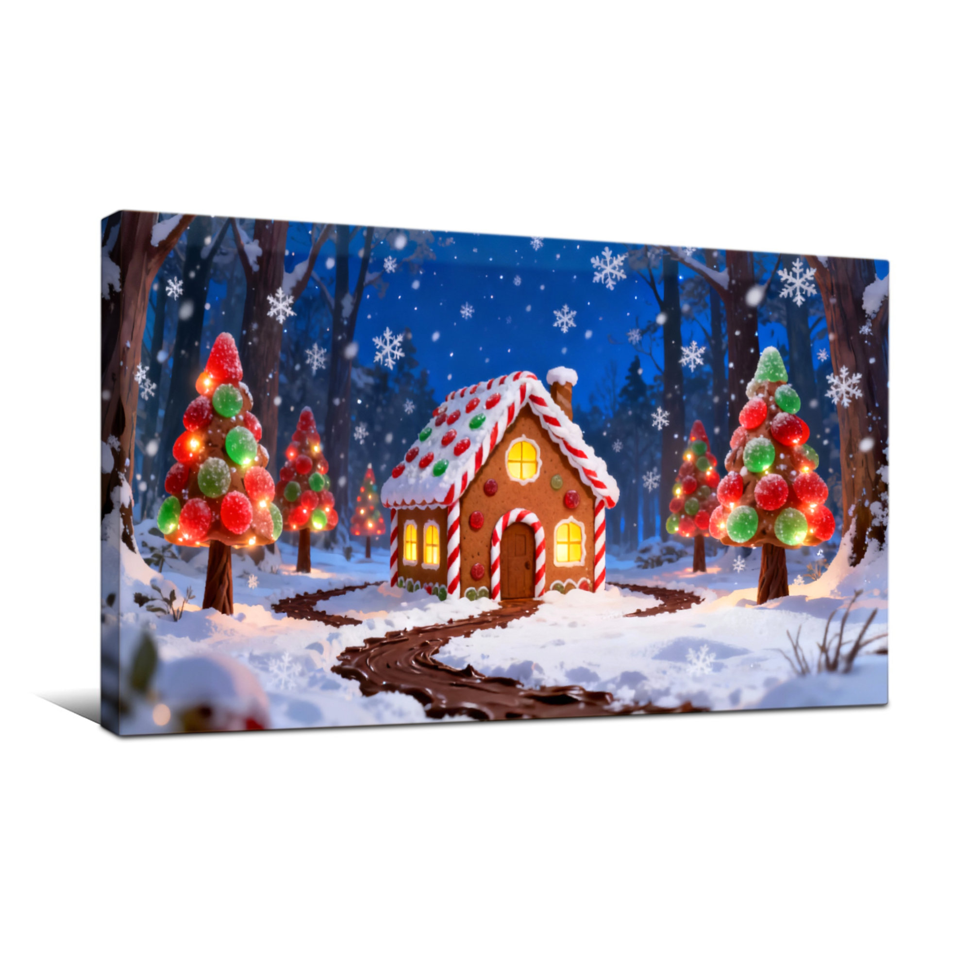 August Grove® Christmas Gingerbread House Winter Forest Christmas Scene ...
