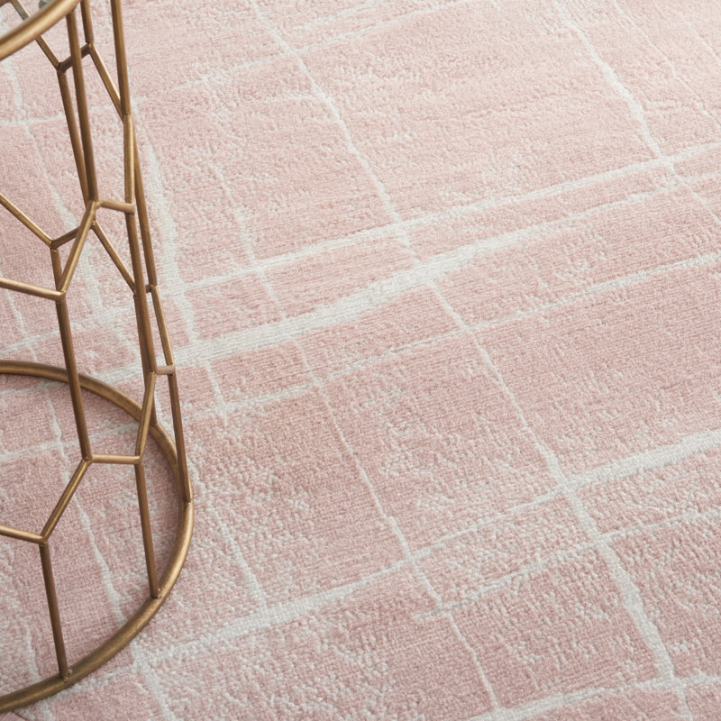 Wrought Studio Cohassey Performance Pink/White Rug & Reviews | Wayfair