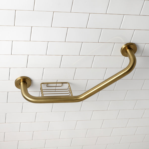 Kingston Brass Meridian 10-Inch x 12-Inch Angled Grab Bar with Soap ...