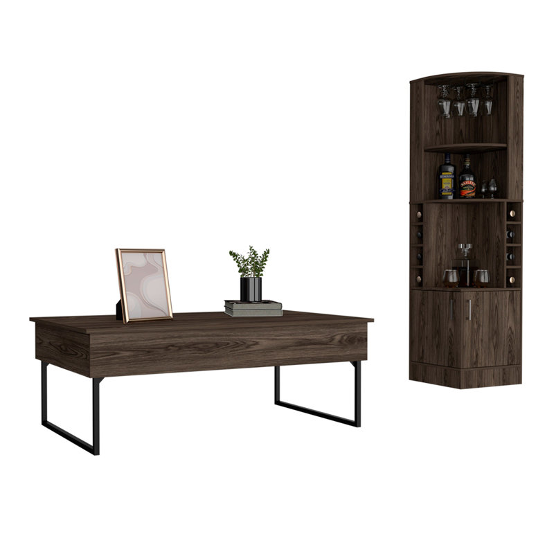 Ebern Designs Tracy 2-Piece Living Room Set with Corner Bar Cabinet and ...
