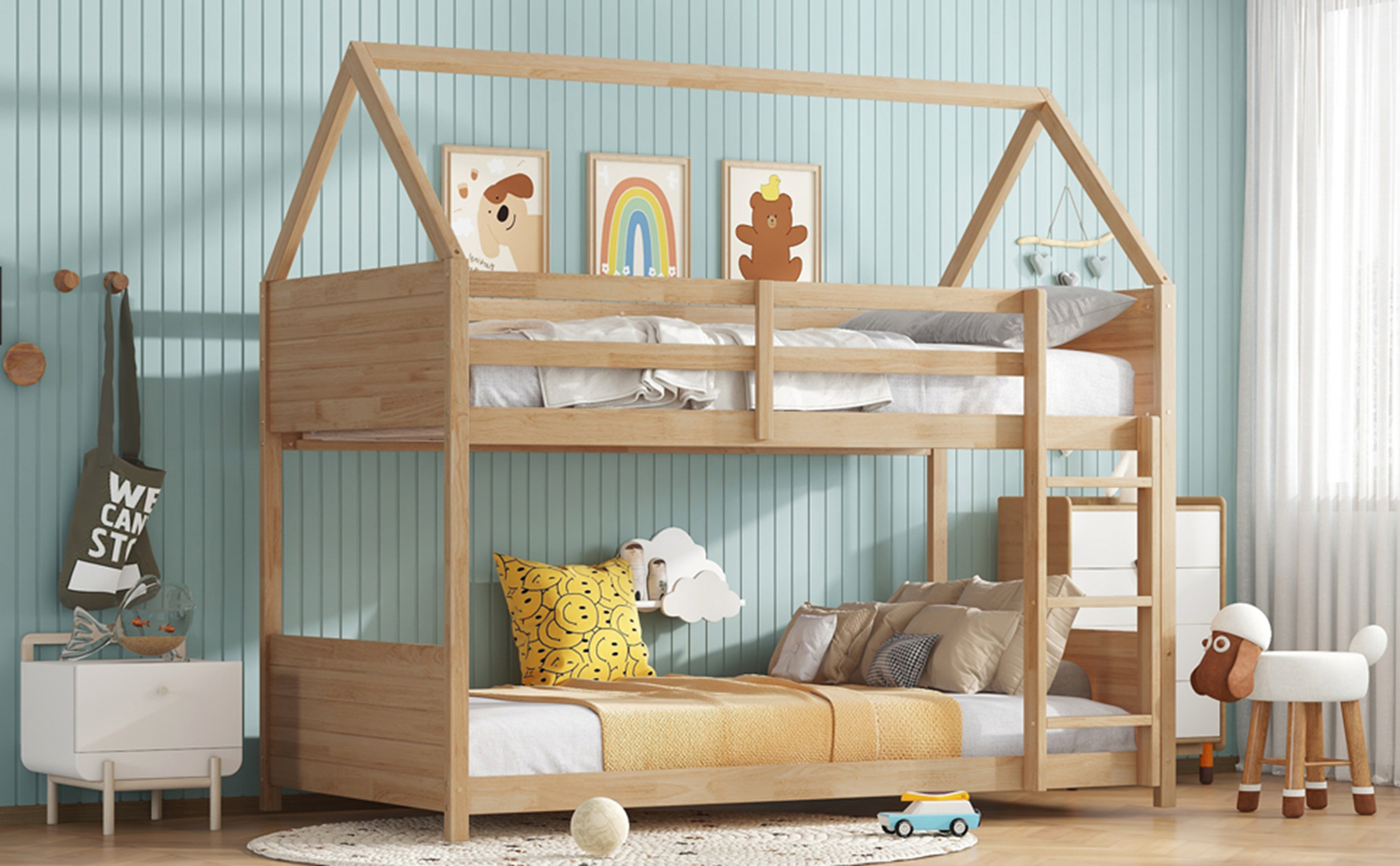 Harper Orchard House Floor Bunk Bed With Headboards, Footboards And ...