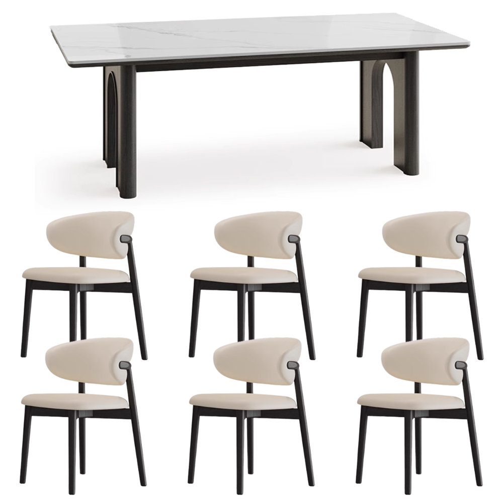 MRzenghong Modern Simple Rock Slab Ash Dining Table Set - Wayfair Canada