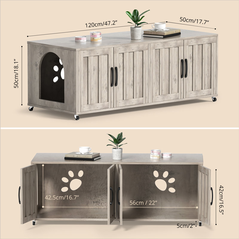 Tucker Murphy Pet™ 47.2" Litter Box Enclosure For 2 Cats, Hidden Litter ...