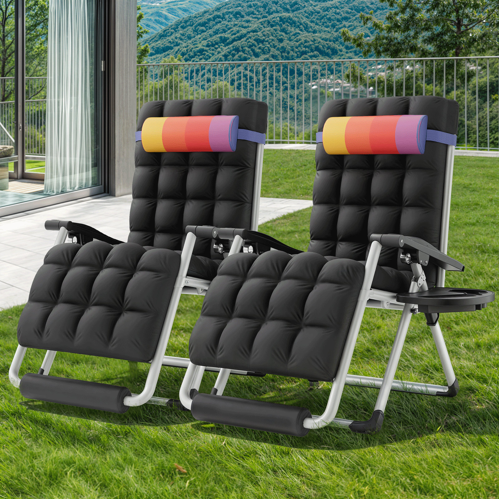 Arlmont & Co. Anshul Set of 2 Zero Gravity Chairs Outdoor Adjustable ...