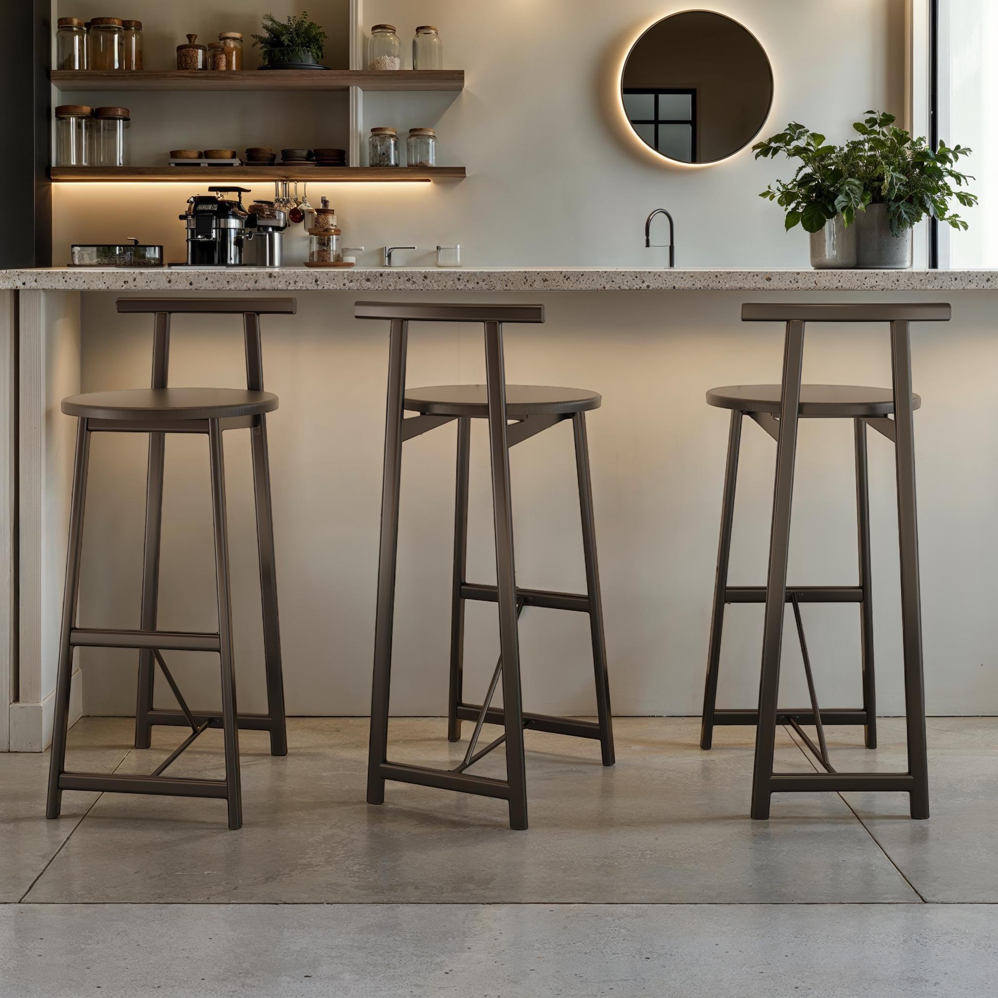 17 Stories Bar Stool Set of 3 Counter Height Barstools with Back ...
