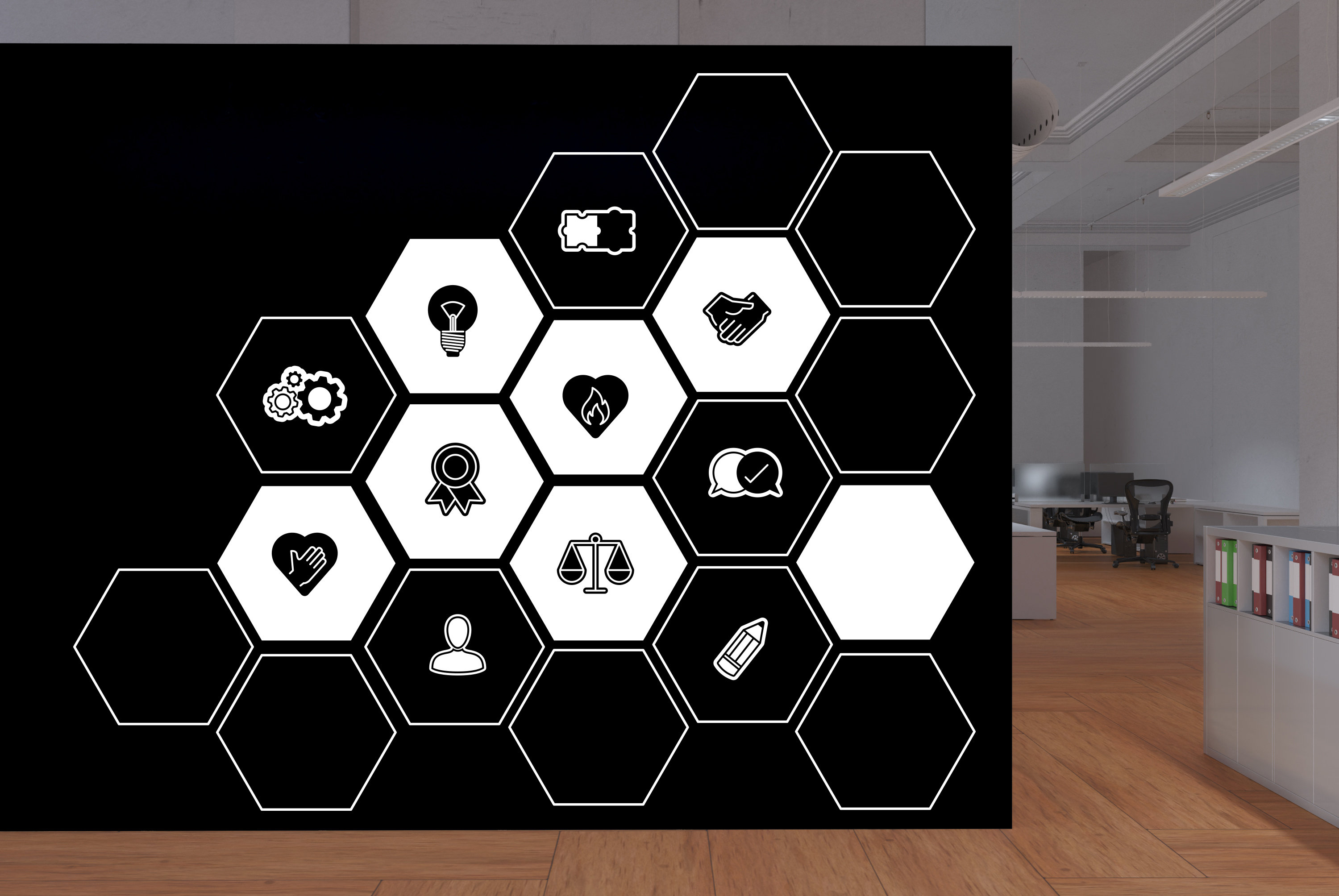 Ebern Designs Core Value Vinyl Wall Art Decal, Honeycomb Board Wall ...