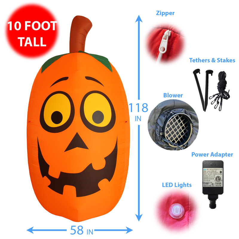 The Holiday Aisle® 10 Foot Tall Lighted Over-sized Halloween Inflatable ...