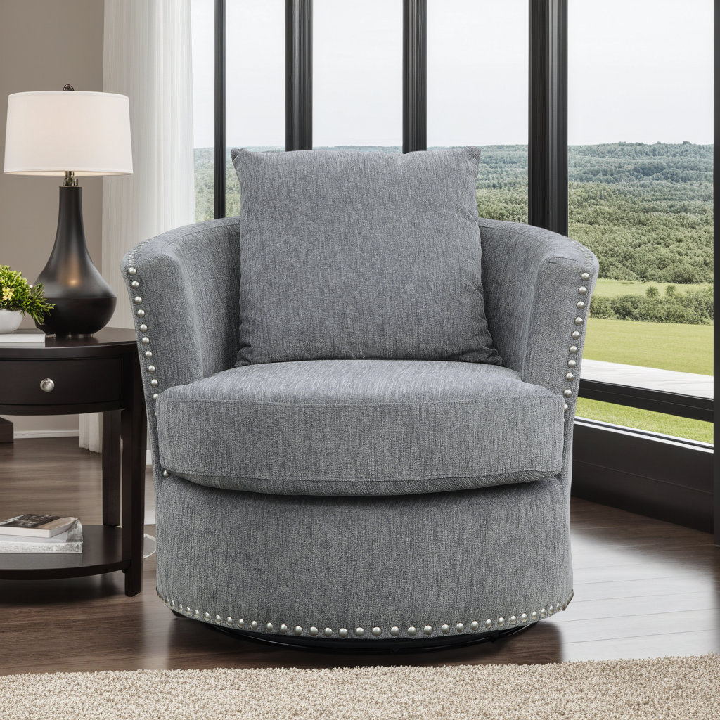 Red Barrel Studio® Chenille Swivel Accent Chair - 360° Rotating Living ...