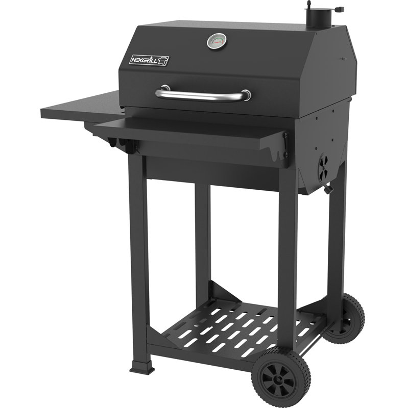 Nexgrill 22 in. Barrel Charcoal Grill with Side Shelf and Front Shelf ...