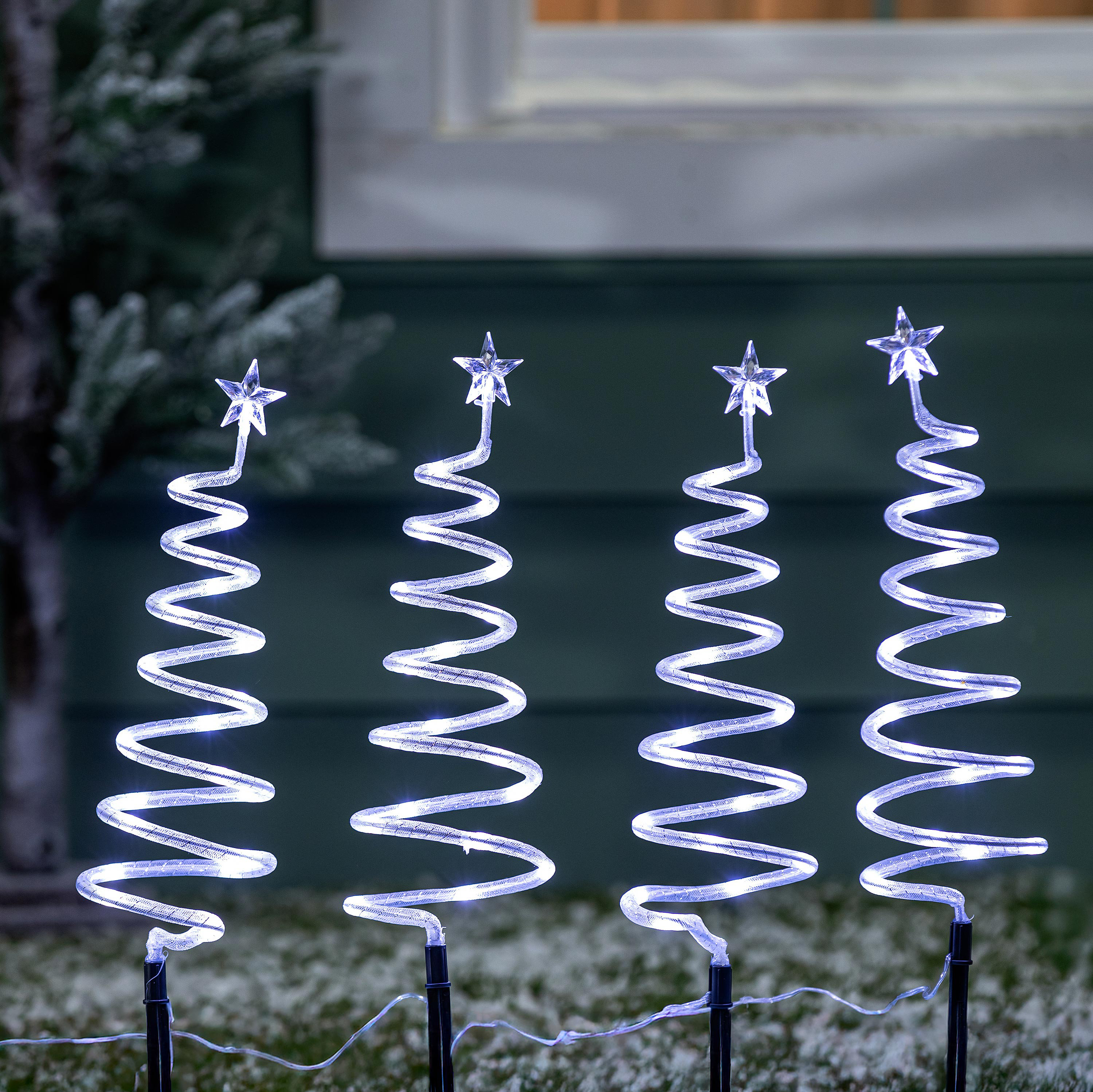 The Holiday Aisle® LED Swirly Tree Path Lighting, Set of 4 | Wayfair