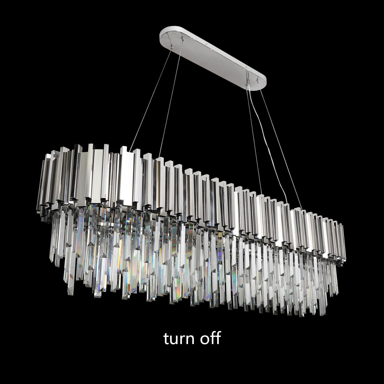 Mercer41 Modern Rectangular Crystal Chandelier With Dimmable Lighting ...