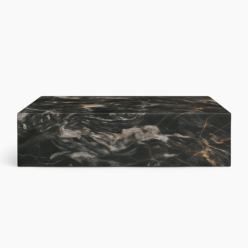 BETACH Genuine Marble Block Coffee Table - Phantom Black Marble | Wayfair