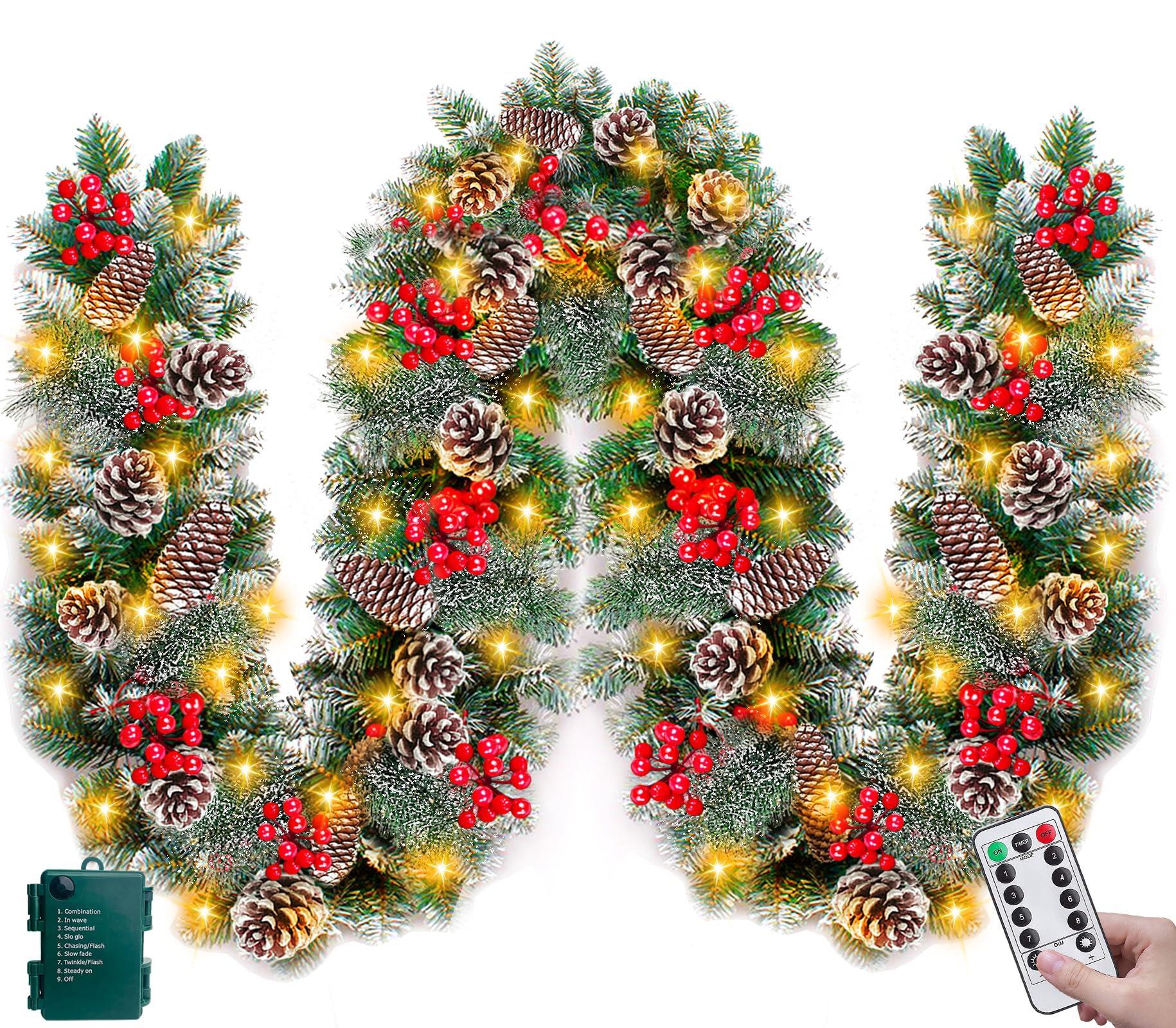 The Holiday Aisle® Remote Control 8 Mode Timer 9 Ft 50 LED Prelit ...