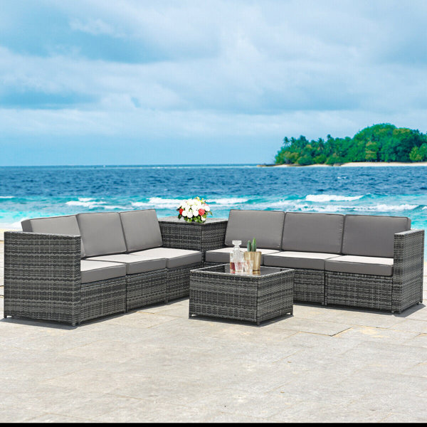 Ebern Designs Burand 6 - Person Outdoor Seating Group with Cushions ...