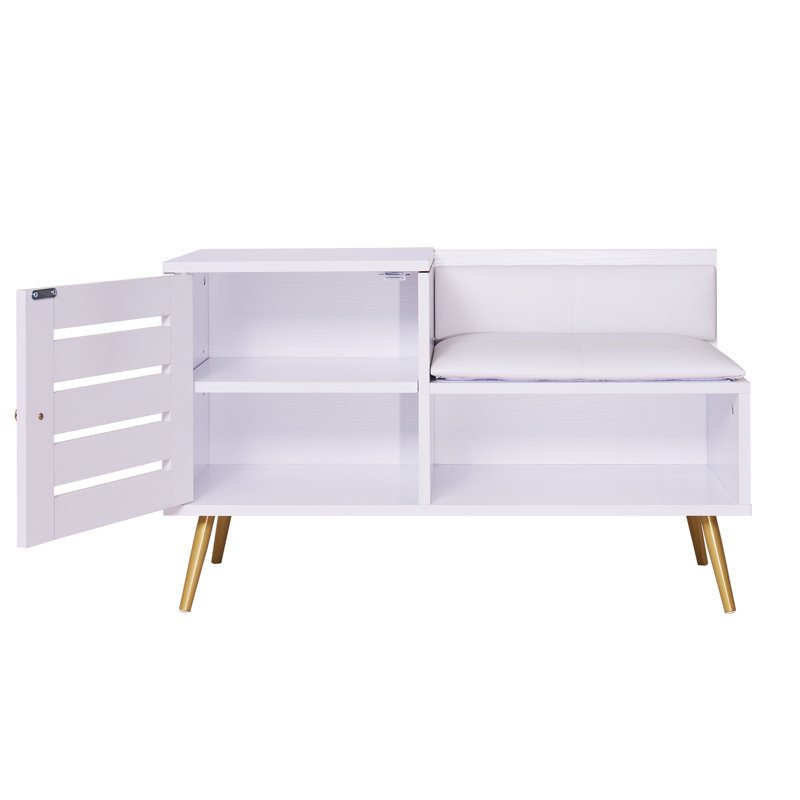 Willa Arlo™ Interiors Bunceton Shoe Storage Cabinet Bench with Cushion ...