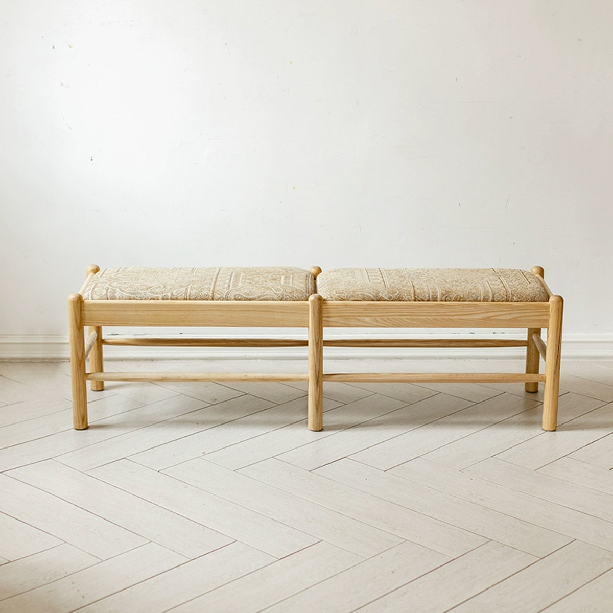 Hokku Designs Minimalist Wooden Bench with Upholstered Seats | Wayfair