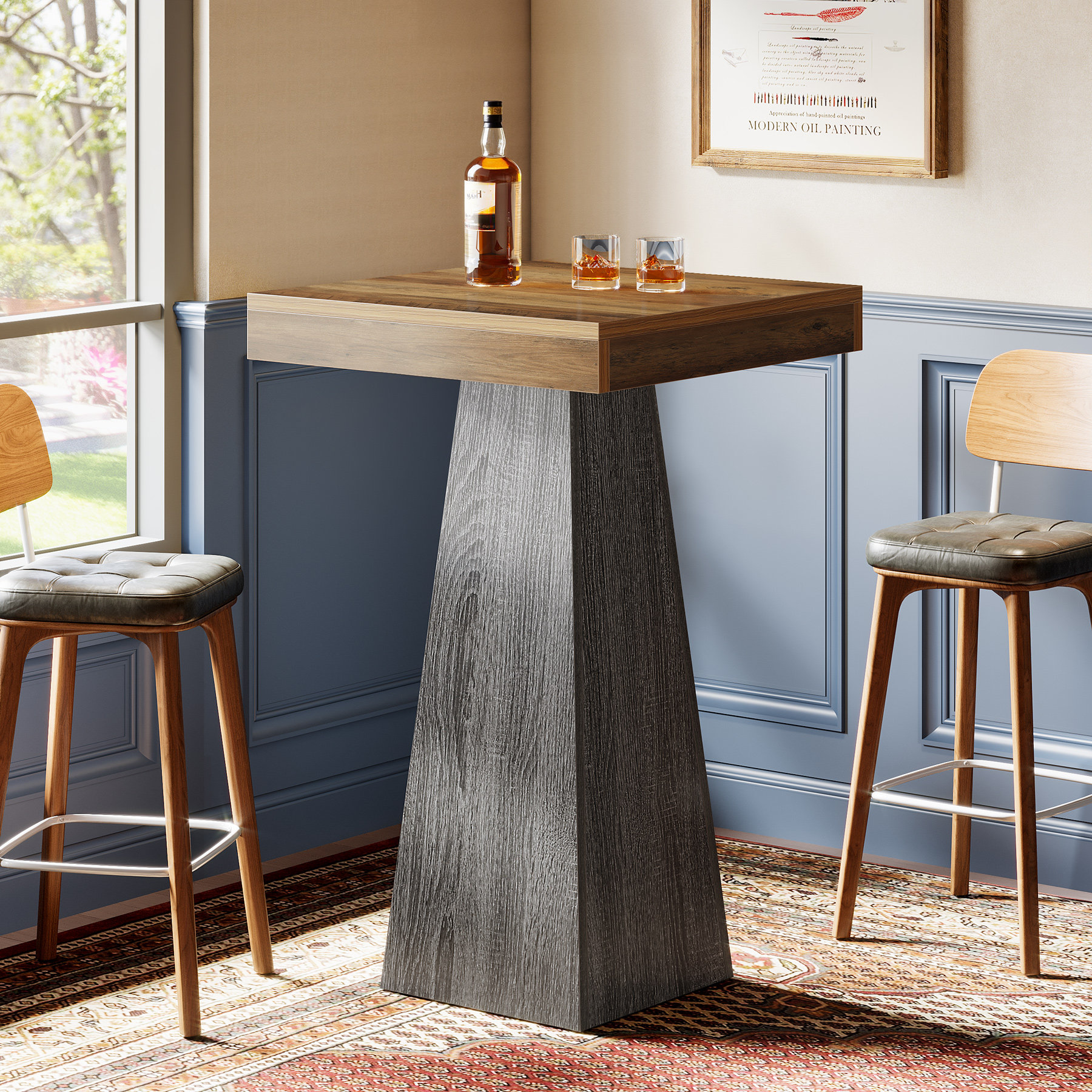 XDYZ 23.62" Height Bar Table Square Wood Pub Table For Small Bars ...