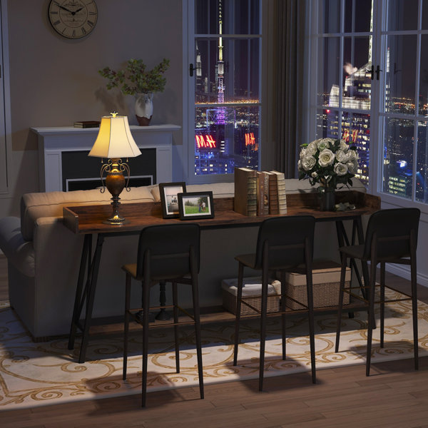 Gracie Oaks Console Table Behind Couch, Rustic Industrial Sofa Table ...