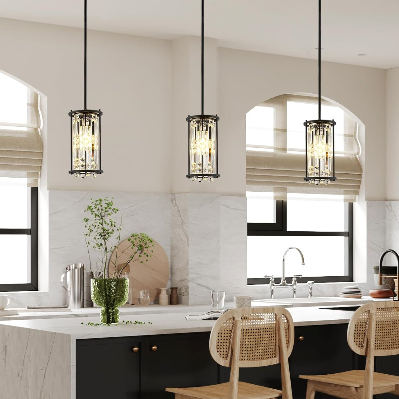 Mercer41 1-Light Modern Mini Crystal Chandelier Pendant Light, Elegant ...