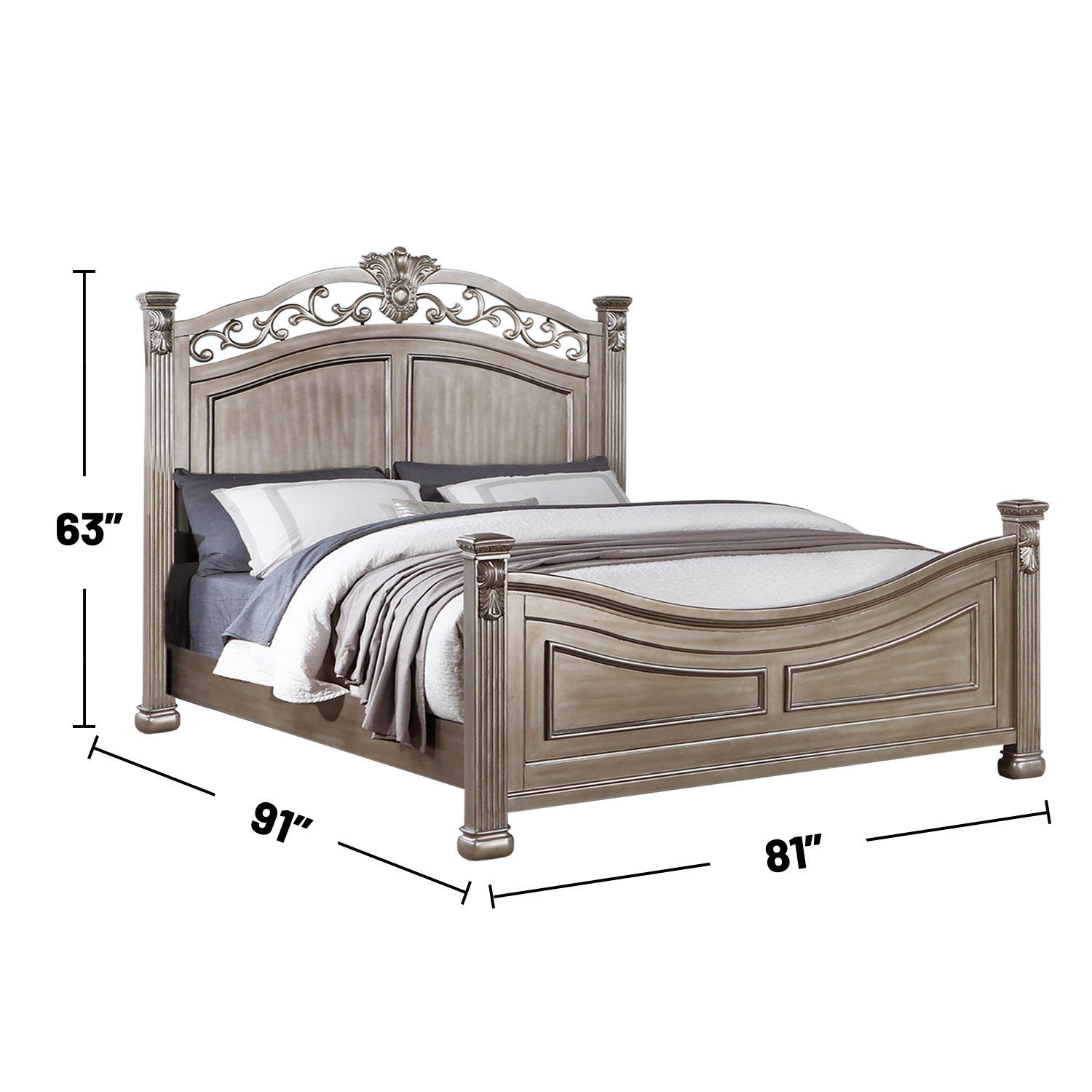 Astoria Grand Wooden Eastern Bed With Crafted Headboard | Wayfair