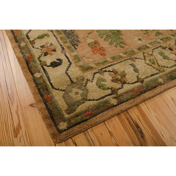 Bungalow Rose Brottman Oriental Hand-Knotted Wool Copper/Green Area Rug ...