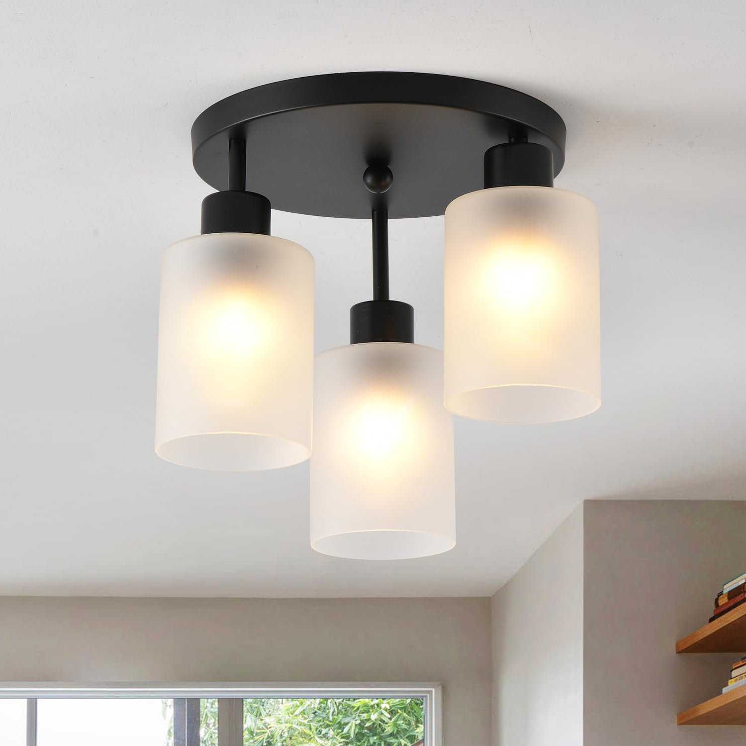 Latitude Run® 3-Light Industrial Farmhouse Black Matte Light Fixtures ...