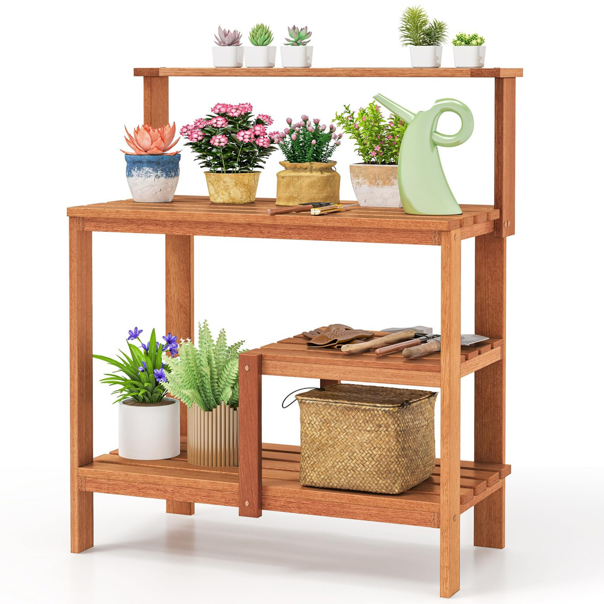 One Allium Way Potting Bench Table, Outdoor Wood Work Bench With ...