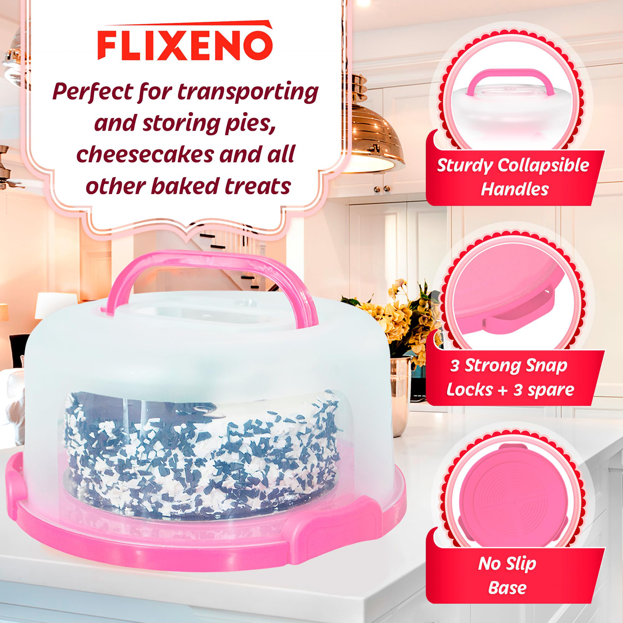 wanmo Large Sturdy Round Cake Carrier Holder 10 Inch Multi Purpose ...