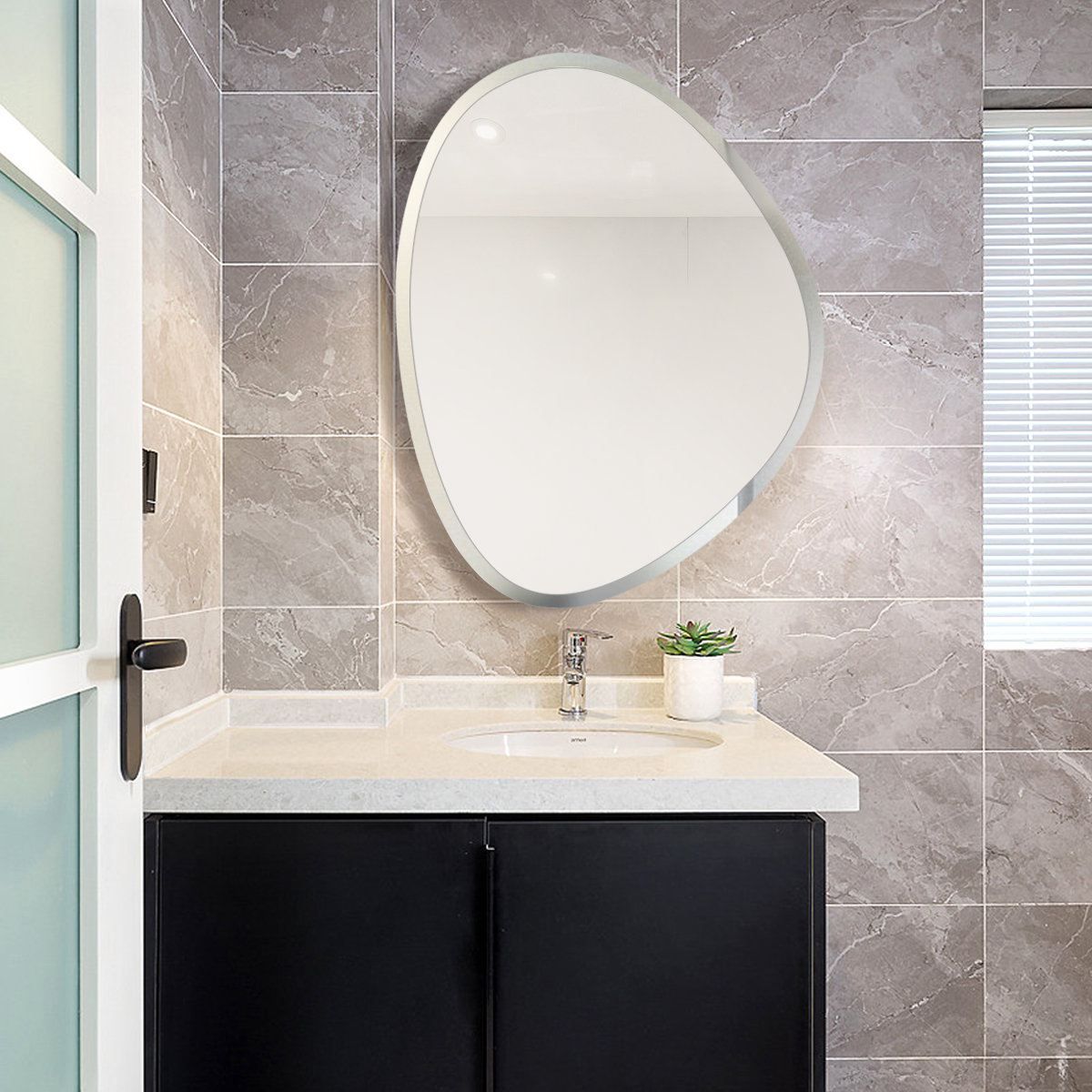 Wrought Studio Anna-Beth Pebblestone Frameless Accent Mirror & Reviews ...